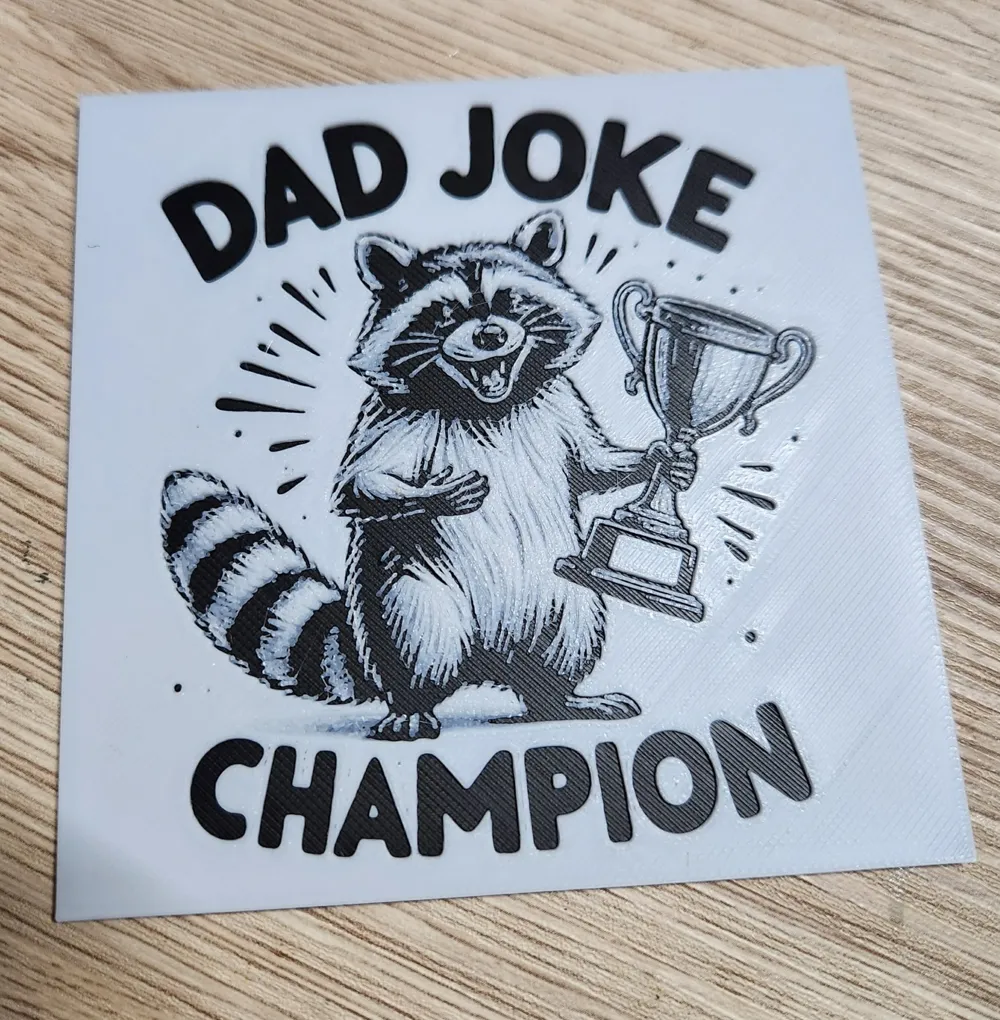 Coaster - Hueforge - Dad joke champion - Free 3D Print Model - MakerWorld