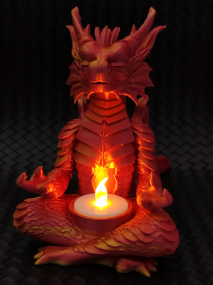Meditating Dragon - LED Tea light Holder by RUMcajz MakerWorld ...