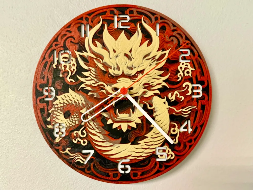 Wall / Desk Clock Dragon HueForge Remixed by cP3D MakerWorld: Download ...