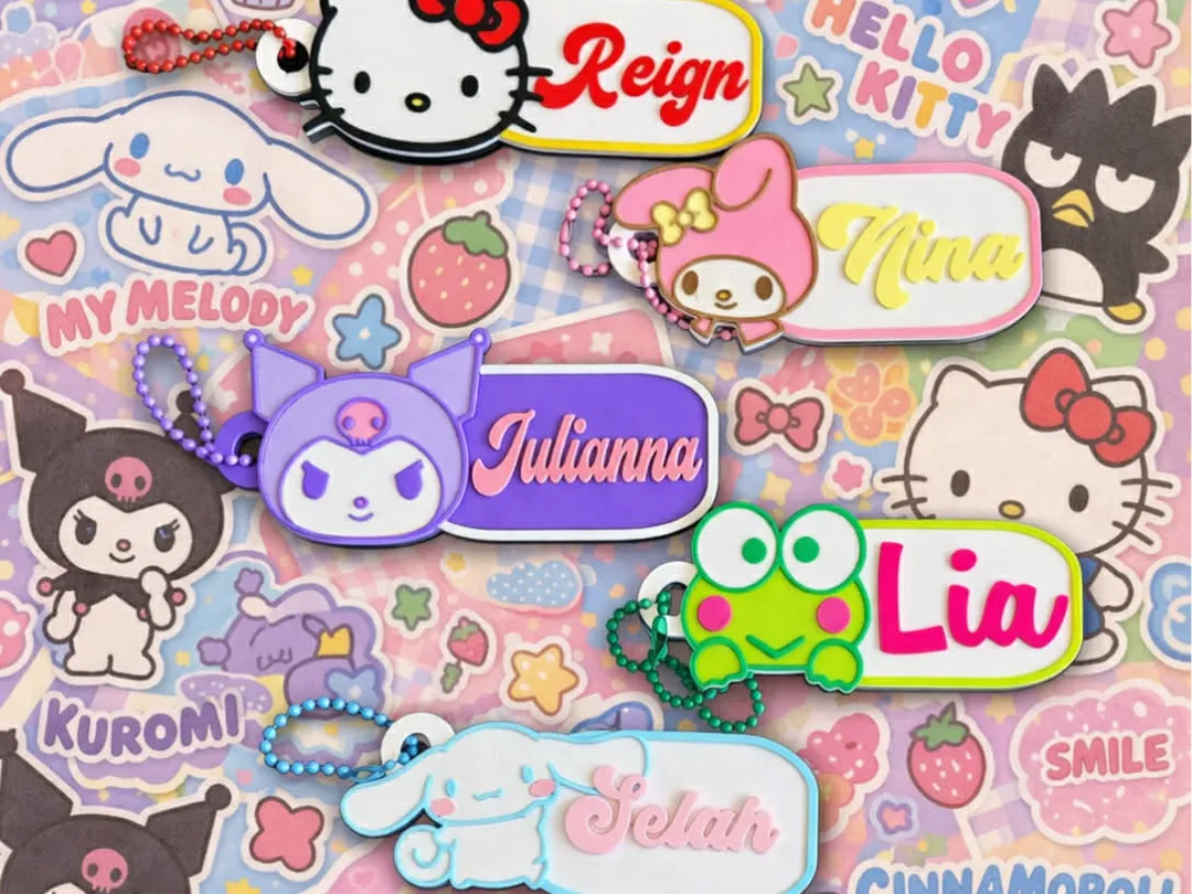 Sanrio Friends Name Tag Keychain - Free 3D Print Model - MakerWorld