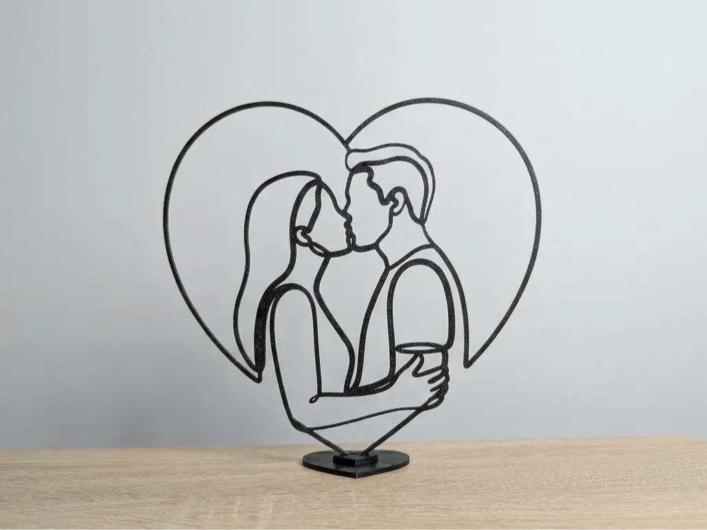 Endless Love - Minimalist Kissing Couple - Free 3D Print Model - MakerWorld