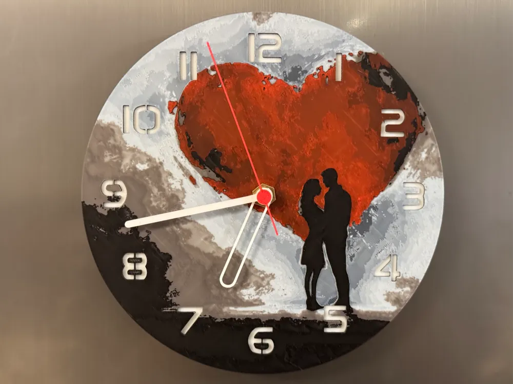 wall / desk clock couple in front of heart by cP3D - MakerWorld