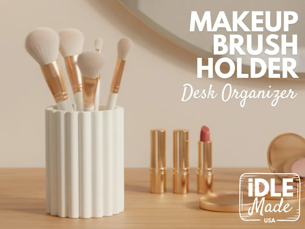 Fluted Makeup Brush Holder | Pen / Pencil Cup - Free 3D Print Model ...