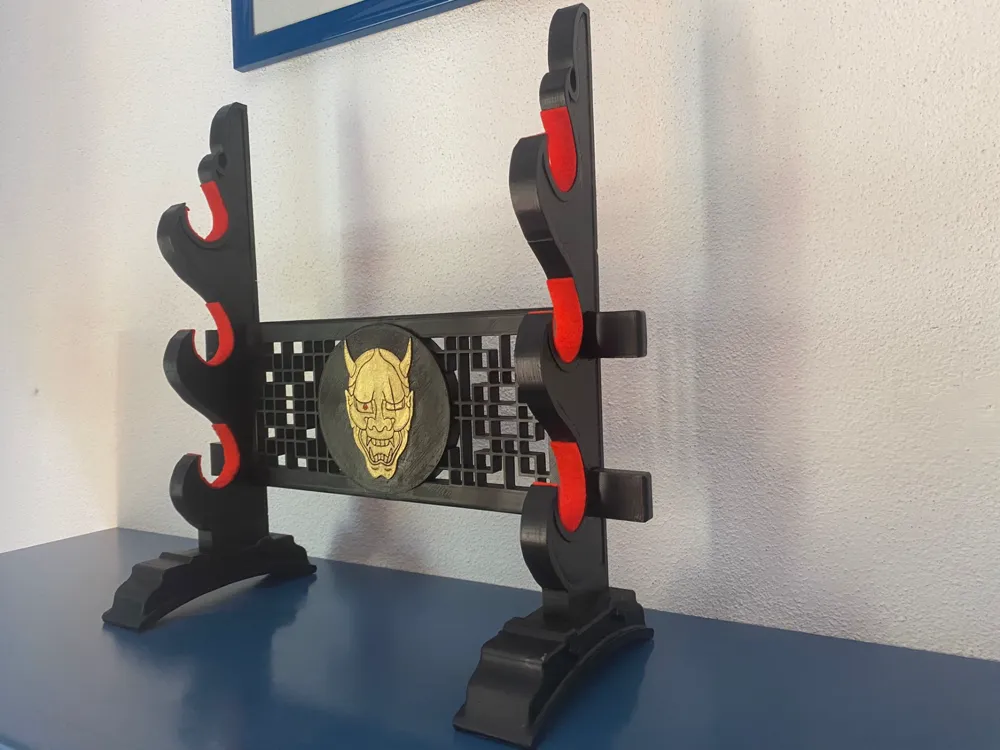 Triple Katana Stand (Demon Zoro version) (A1 mini) - Free 3D Print ...