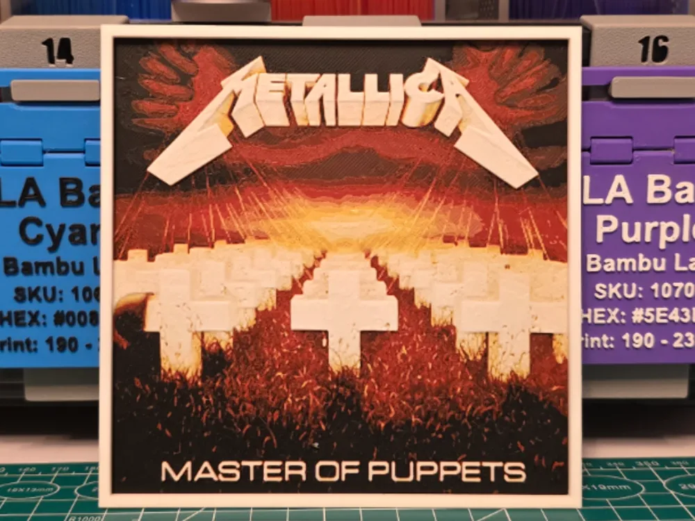 Metallica "Master of Puppets" Album - Hueforge Art by Lumpy3D MakerWorld: Download Free 3D Models