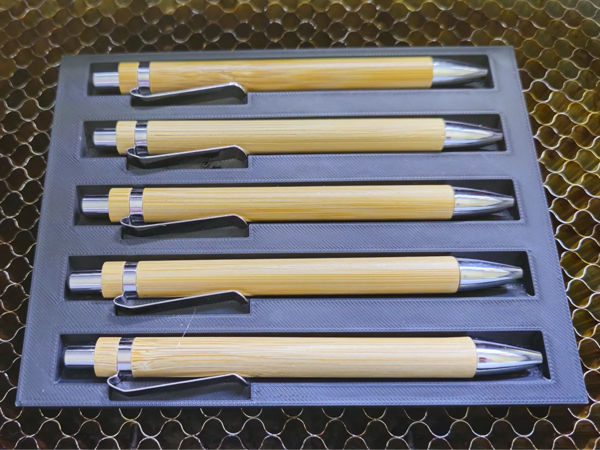 Laser Engraving 5 Bamboo Pen Template Jig - Free 3D Print Model ...