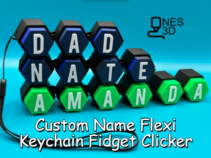 Flexi Custom Name Fidget Clicker Keychain - Free 3D Print Model ...