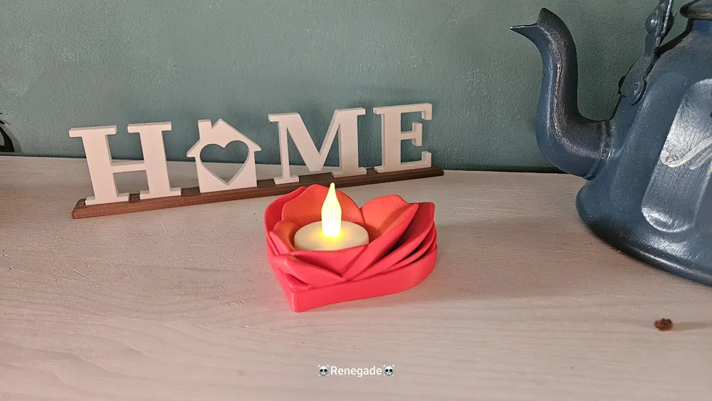Tealight Rose in Heart Design - Free 3D Print Model - MakerWorld
