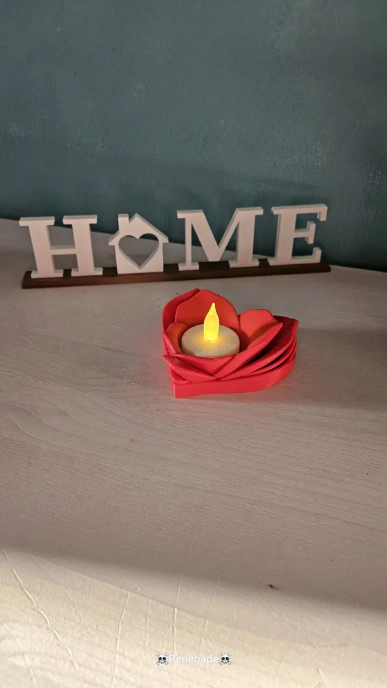 Tealight Rose in Heart Design - Free 3D Print Model - MakerWorld