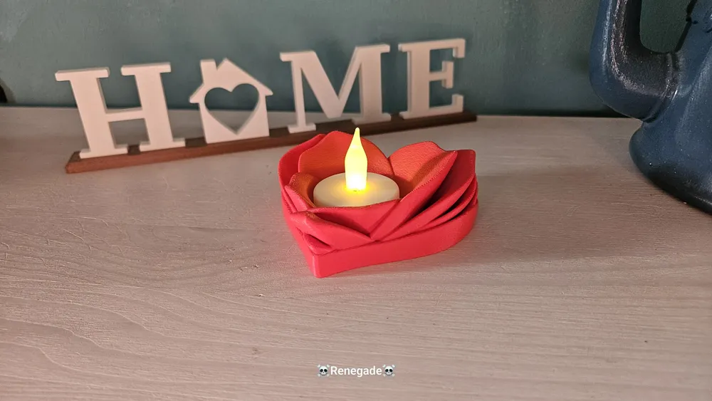 Tealight Rose in Heart Design - Free 3D Print Model - MakerWorld