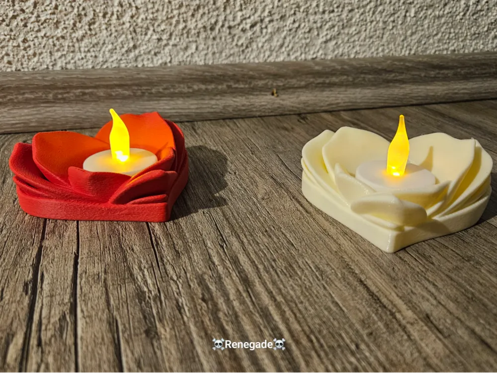 Tealight Rose in Heart Design - Free 3D Print Model - MakerWorld