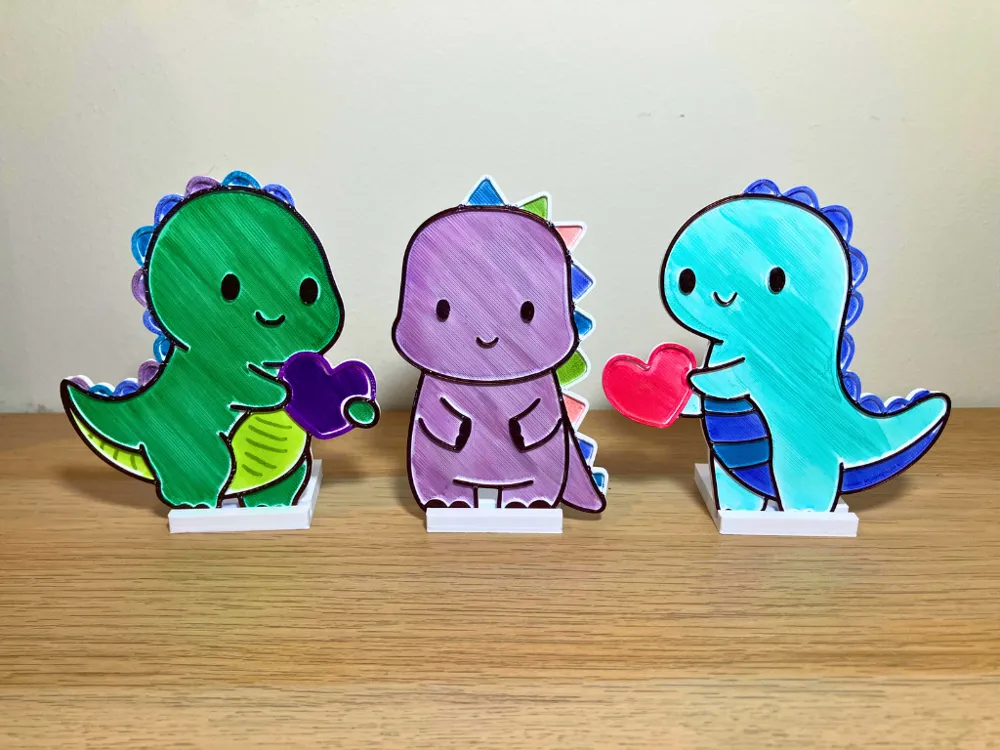 New cute dinosaur coloring set - Free 3D Print Model - MakerWorld