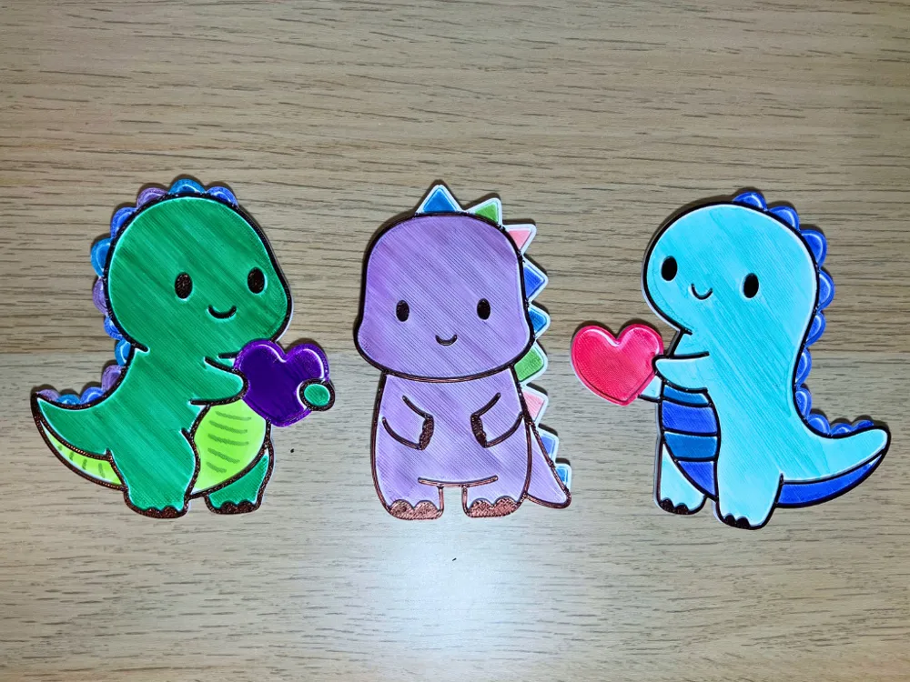 New cute dinosaur coloring set - Free 3D Print Model - MakerWorld