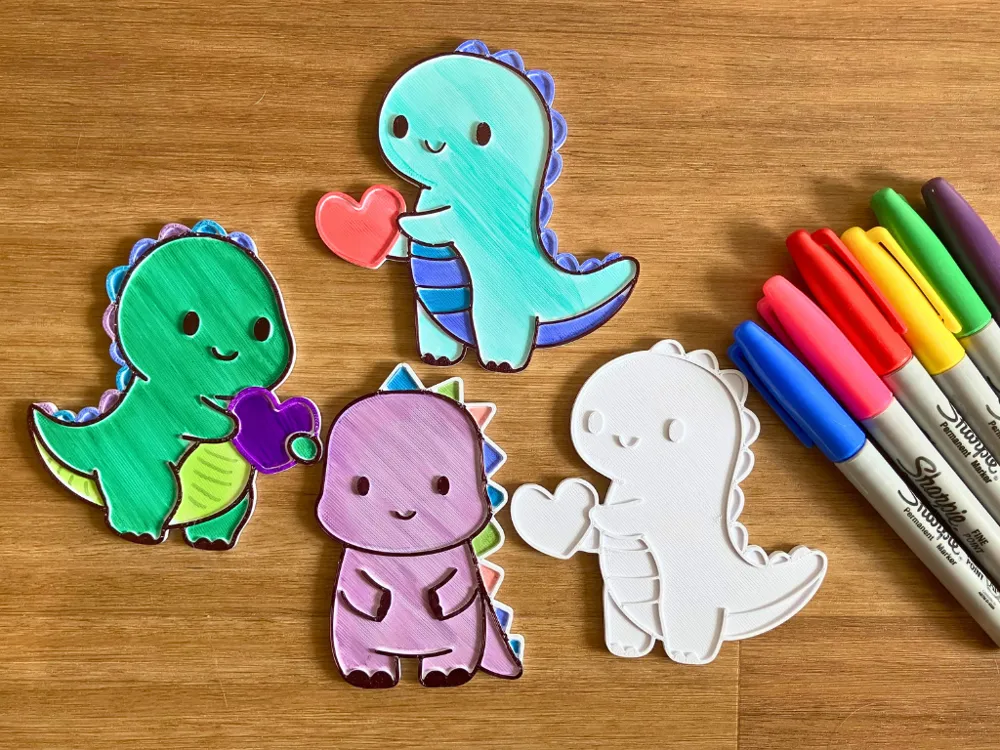 New cute dinosaur coloring set by A*i*m*e*e* MakerWorld: Download Free ...