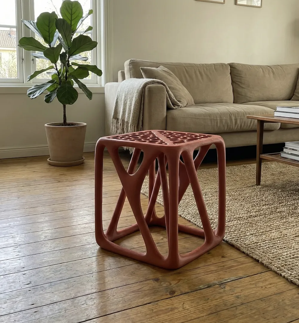 Organic Flow Stool | Architectural Side Table | - MakerWorld 3D Model ...