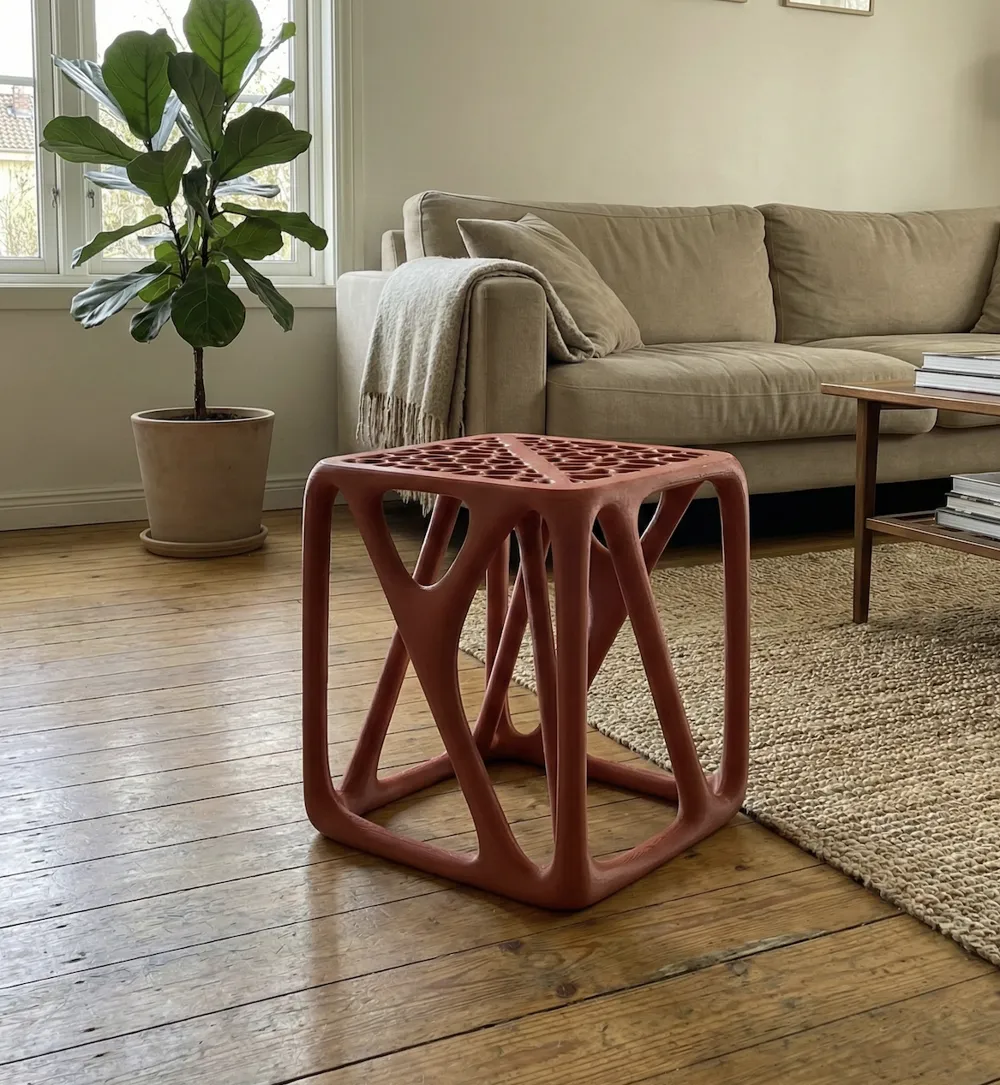 Organic Flow Stool | Architectural Side Table | - MakerWorld 3D Model ...