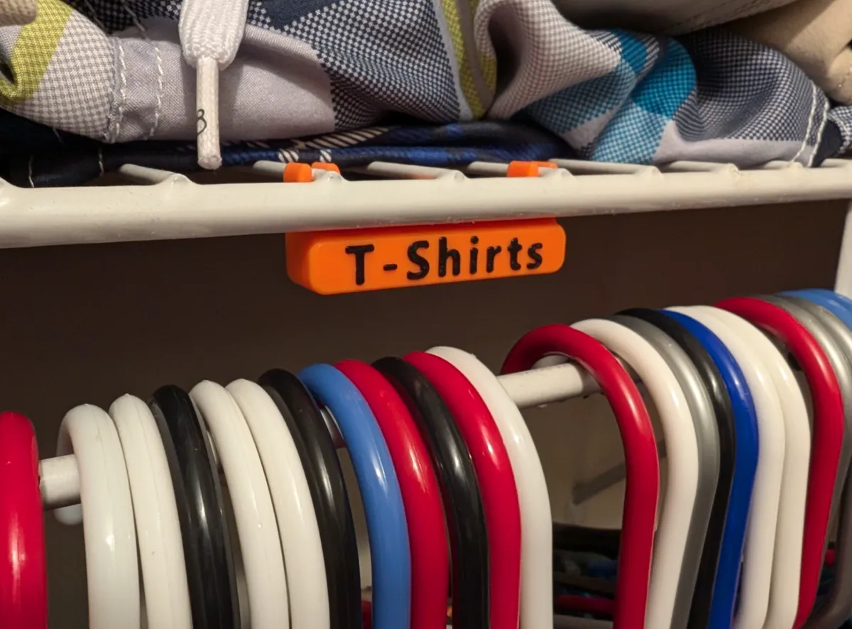 Label for Wire Closet Shelving - Shirt Organizer - Free 3D Print Model ...