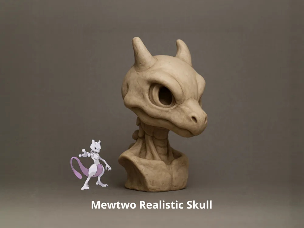 Mewtwo (Pokemon) realistic Skull by Chofu01 MakerWorld: Download Free ...