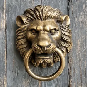 Chinese style antique copper large handle lion handle ring beast head ...