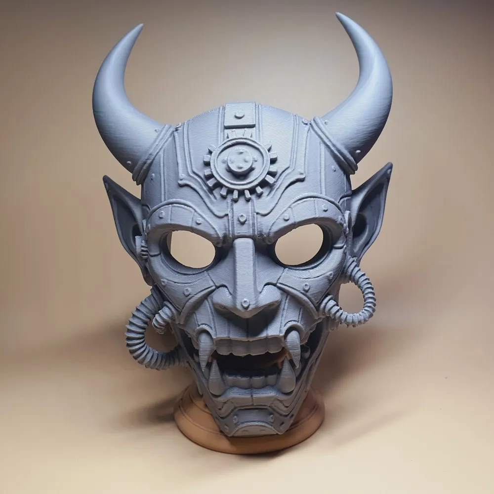 Cyberpunk-steampunk inspired Oni demon mask - Free 3D Print Model ...