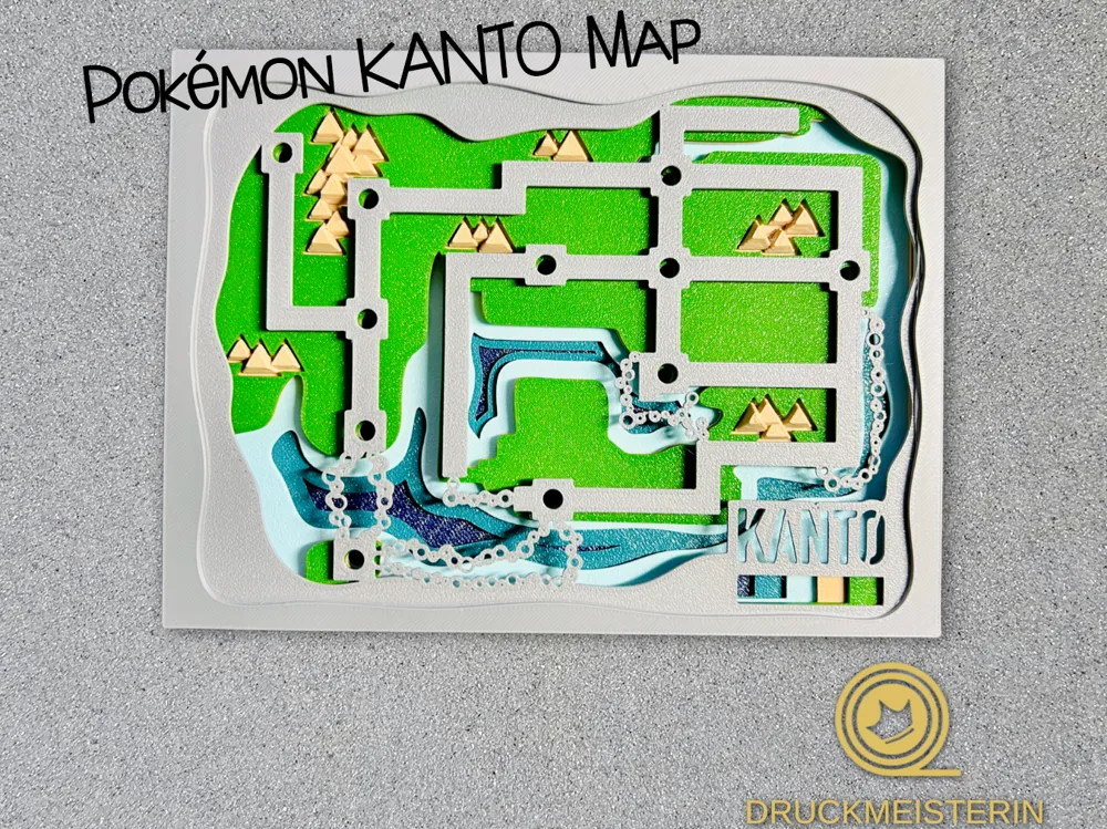 KANTO Pokémon Map Paper Cut Style by Druckmeisterin - MakerWorld