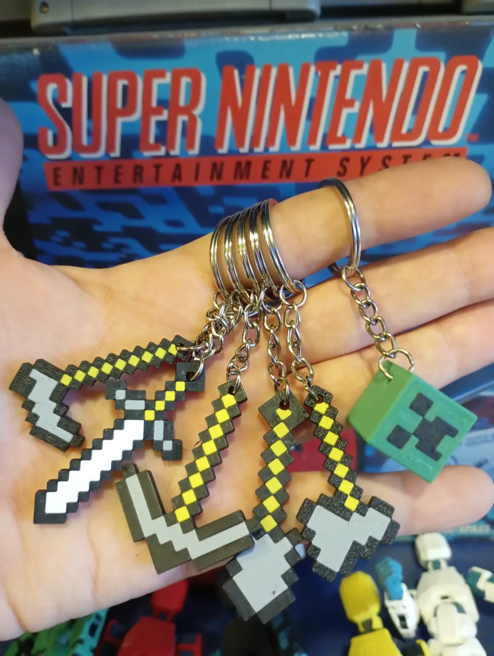 minecraft weapons sword, axe, pickaxe keychain by orama3dvibes ...