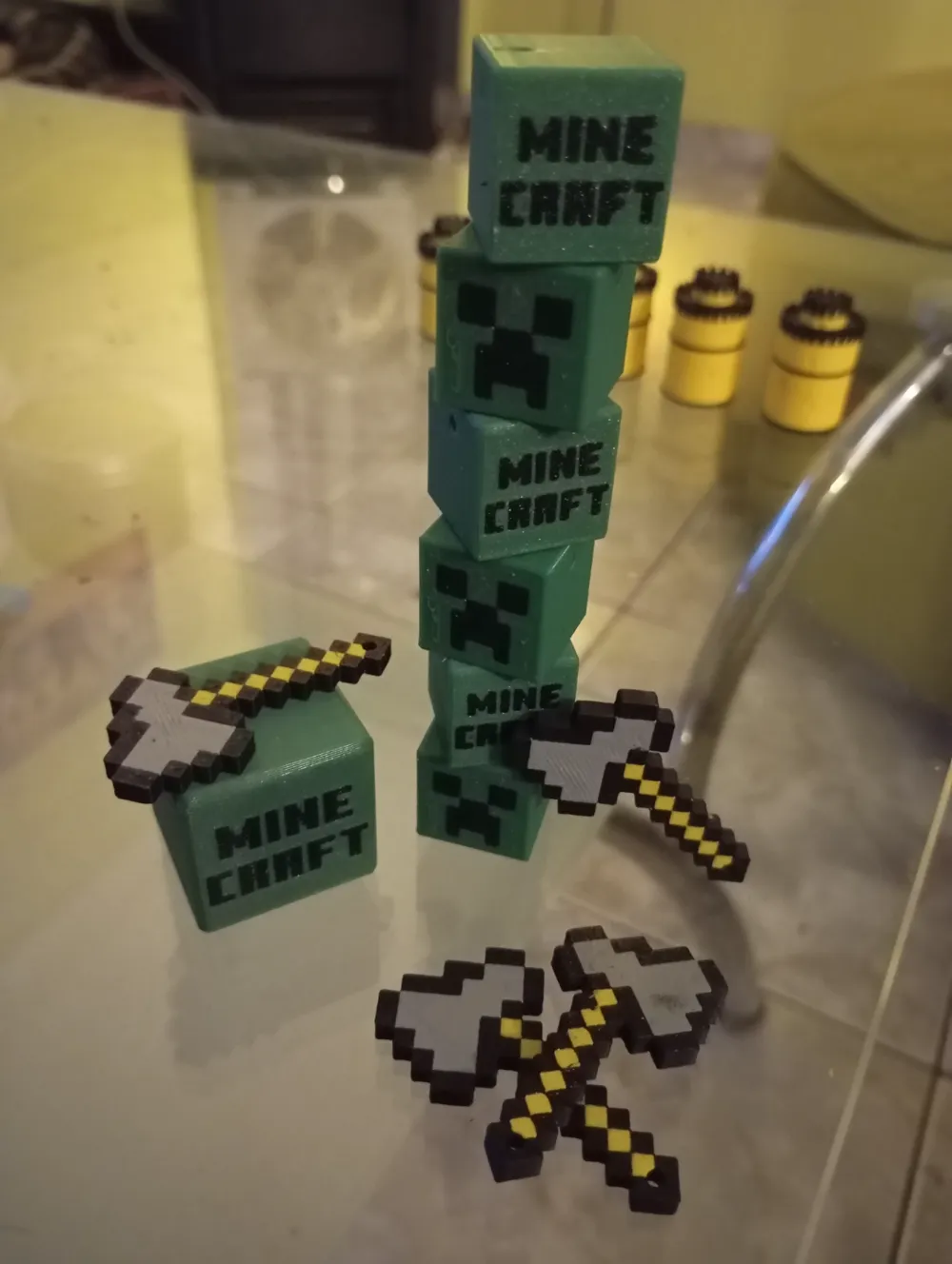 minecraft weapons sword, axe, pickaxe keychain - Free 3D Print Model ...