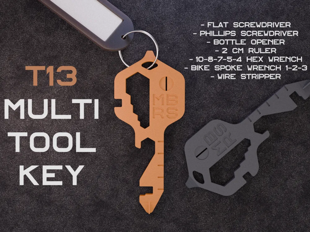 T13 Multi Tool Key - 13 in 1 by MBRS MakerWorld: Download Free 3D Models