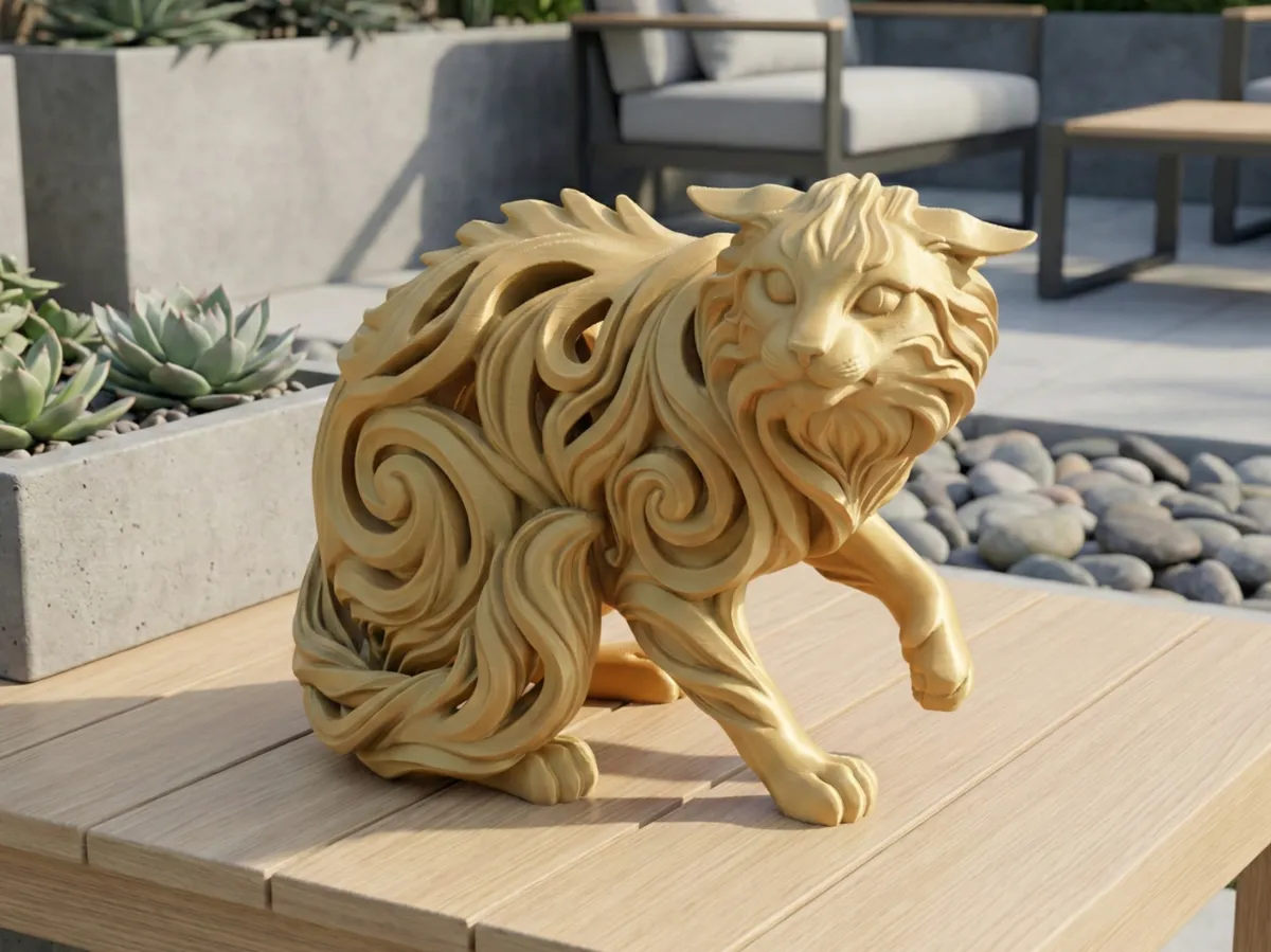 Scared Cat Sculpture - Free 3D Print Model - MakerWorld