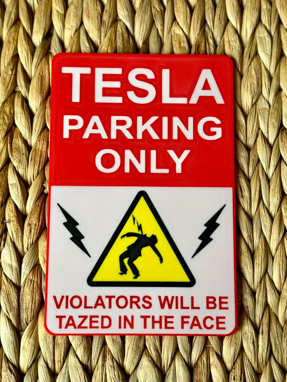 Funny Tesla Parking Sign by Kelzan - MakerWorld