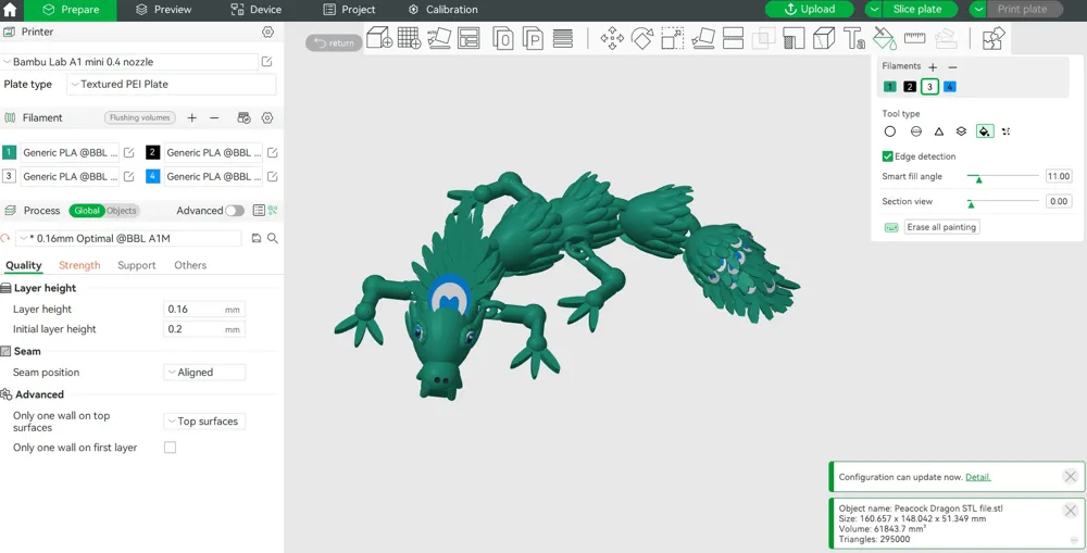Peacock Dragon on Bambu A1 Mini - Free 3D Print Model - MakerWorld