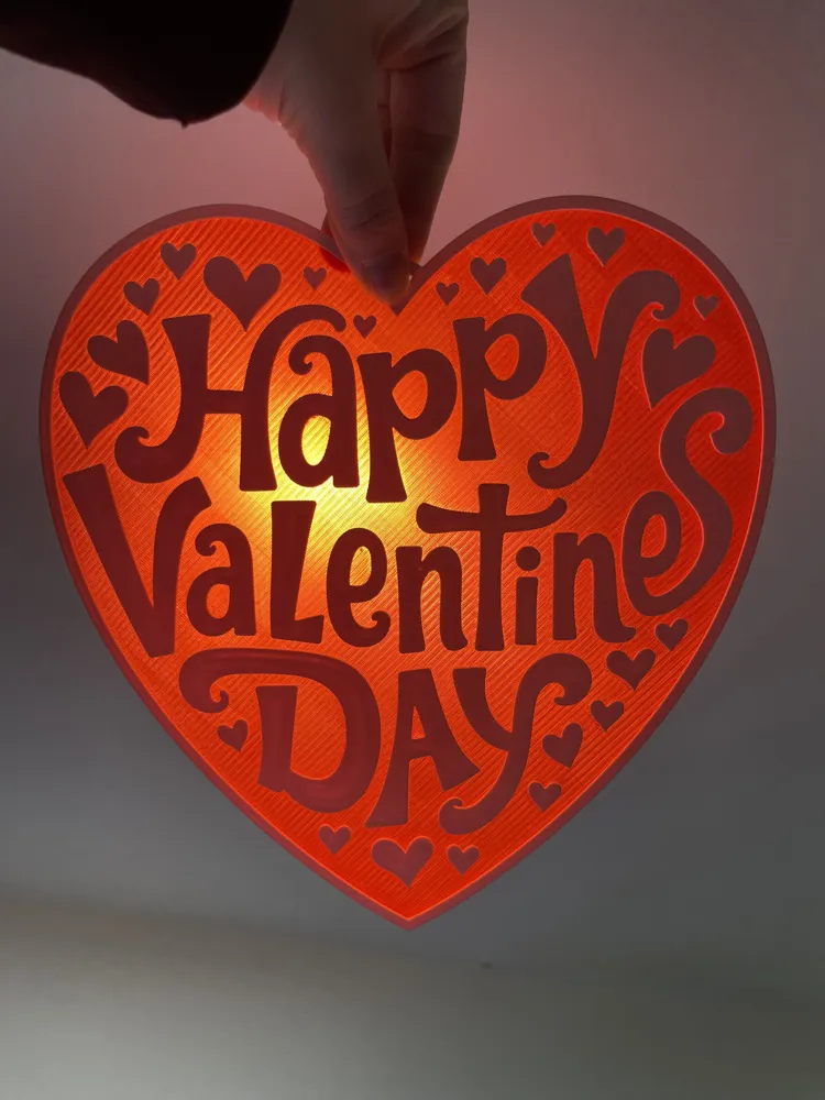 Happy Valentine’s Day Heart Decor - Free 3D Print Model - MakerWorld