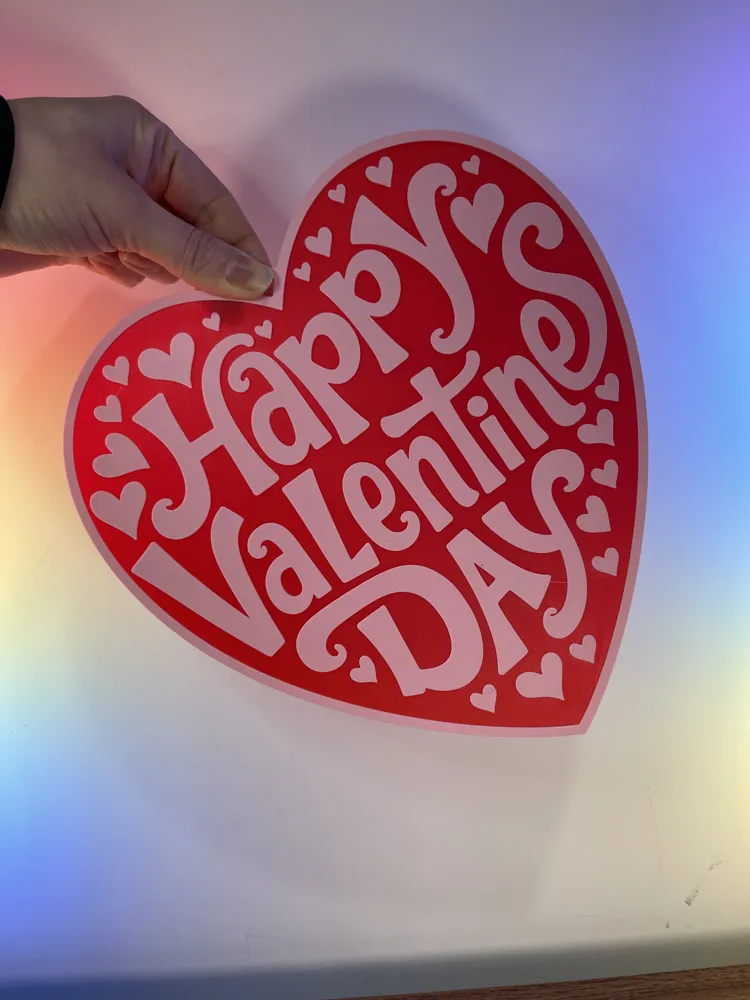 Happy Valentine’s Day Heart Decor - Free 3D Print Model - MakerWorld