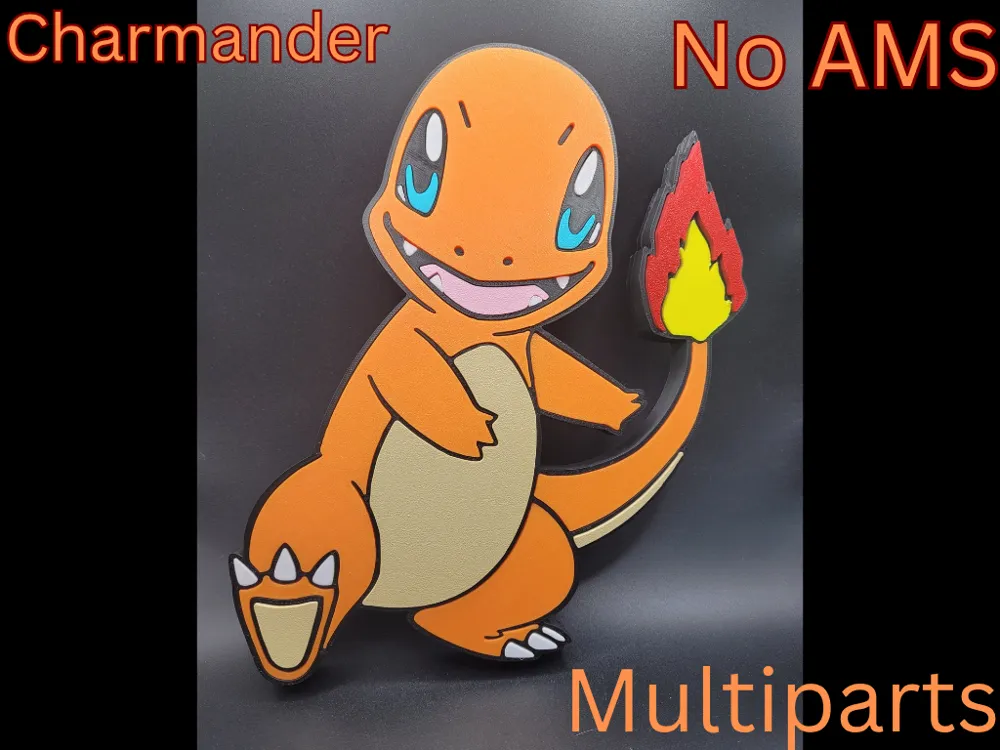 Charmander 2D Wall Art Cute Pokémon Decor for Fans - Free 3D Print ...