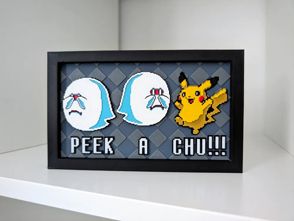 PeekAChu - Big Boo & Pikachu Wall Art - Free 3D Print Model - MakerWorld