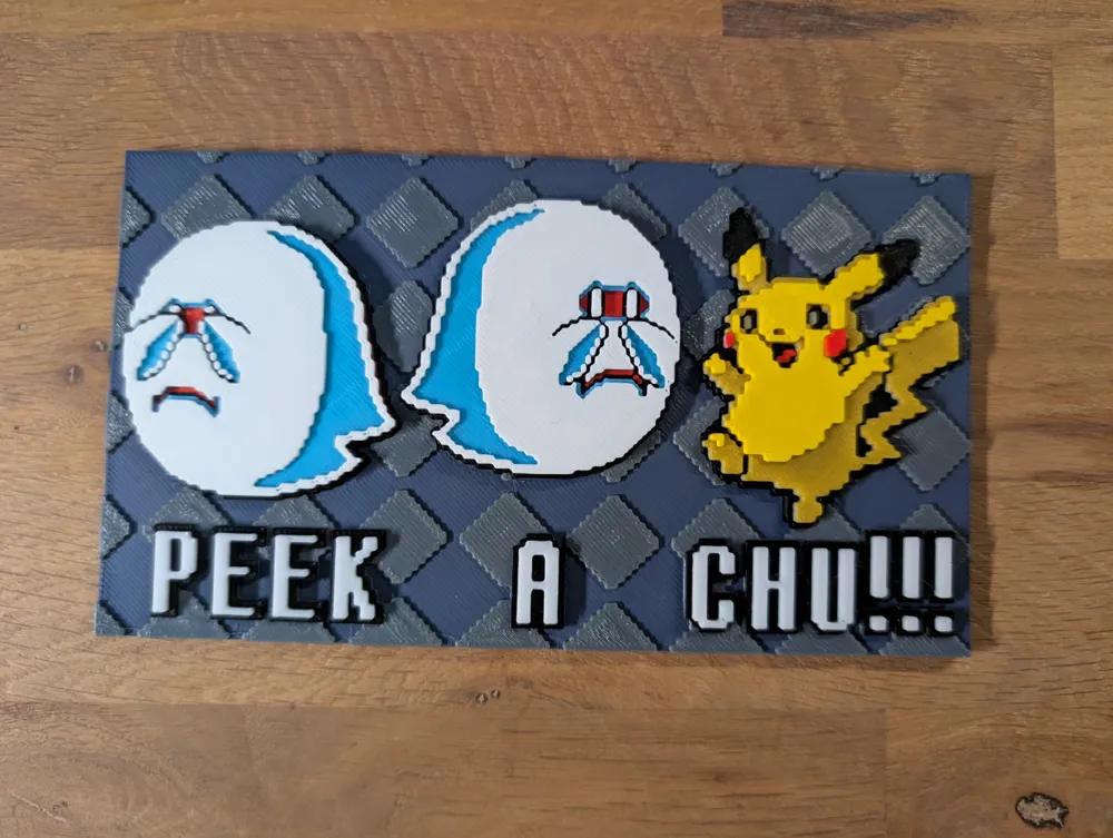 PeekAChu - Big Boo & Pikachu Wall Art - Free 3D Print Model - MakerWorld