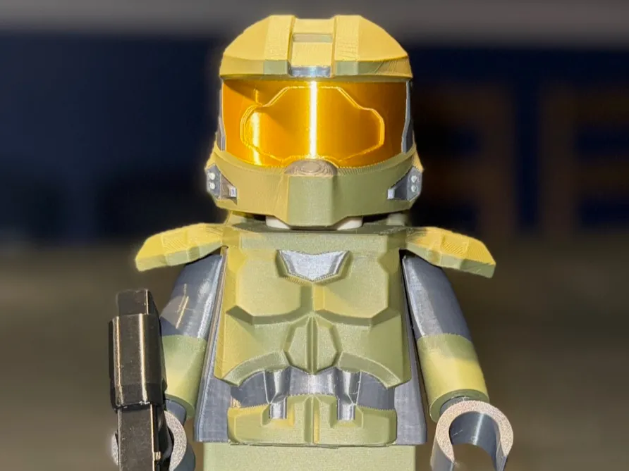 Mega Brick Master Chief Minifigure (5:1 Scale) Remixed by BrickDreams - MakerWorld