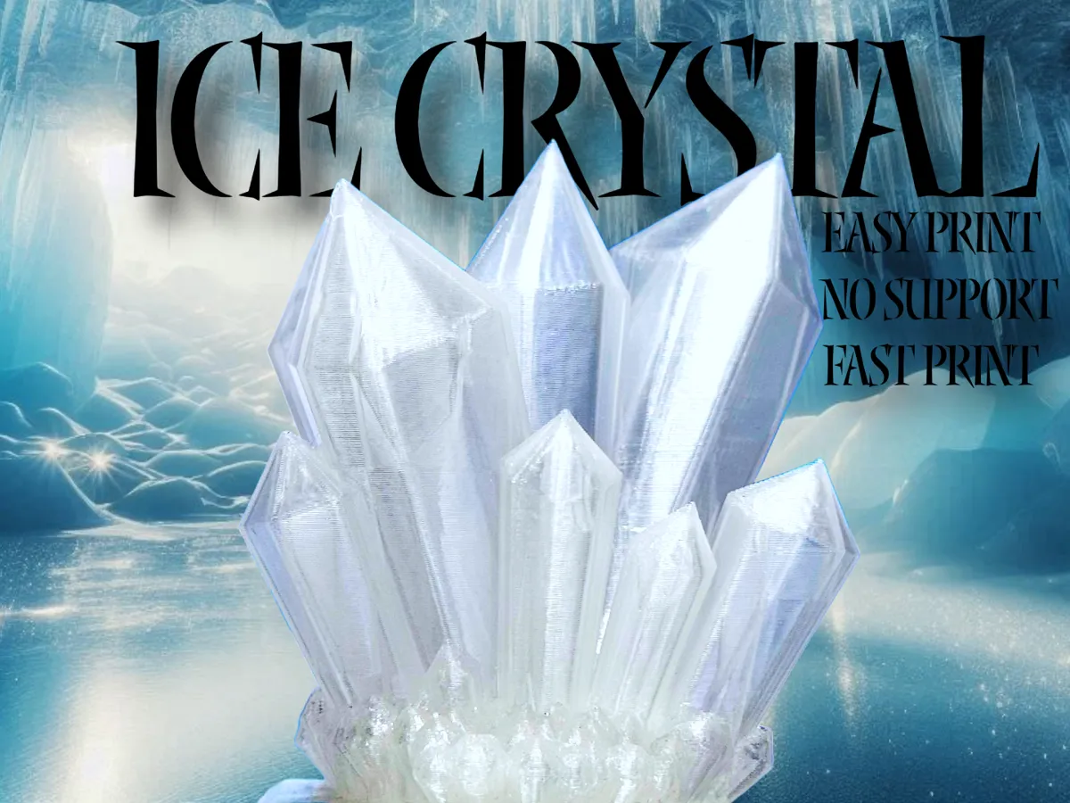 3Dプリント 氷晶の造形 クリスタルベース付き - 無料3Dモデル -MakerWorld