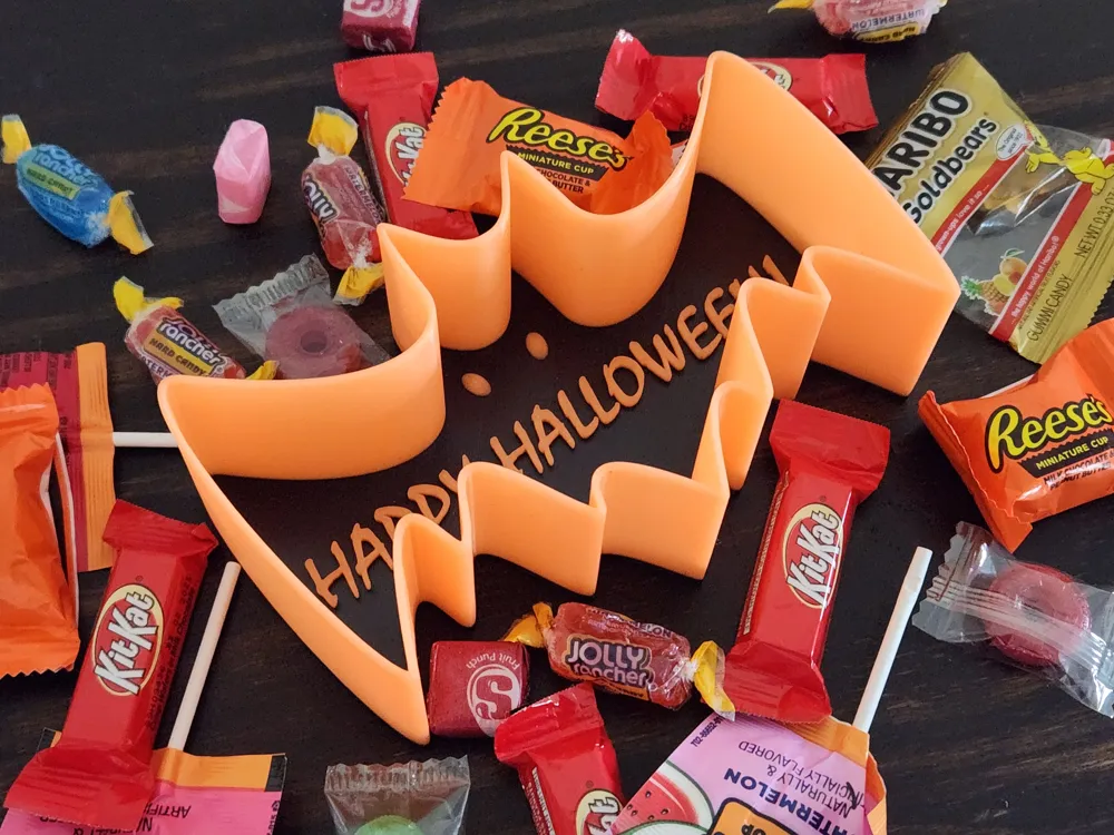 Cute Bat-Shaped Halloween Candy Dish/Bowl by Ominous Fyxen - MakerWorld