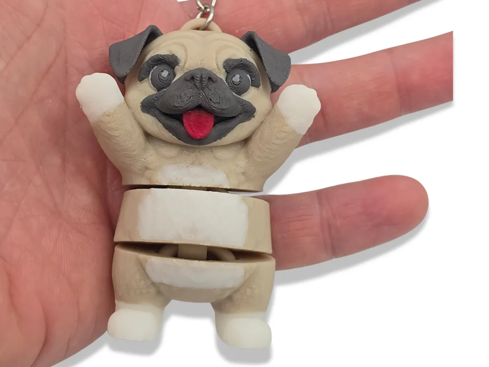 Chaveiro Fidget Chibi Pug - Cachorro Flexível Fofo - Modelo gratuito ...