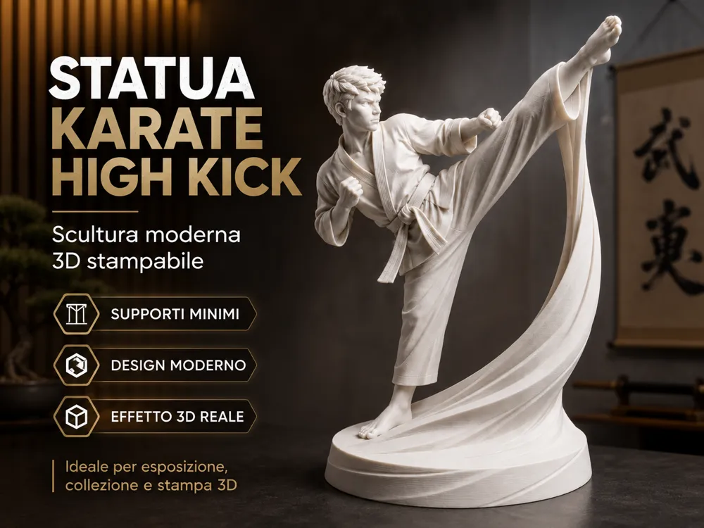 Karate High Kick Statue – Supporti Minimi - Free 3D Print Model ...