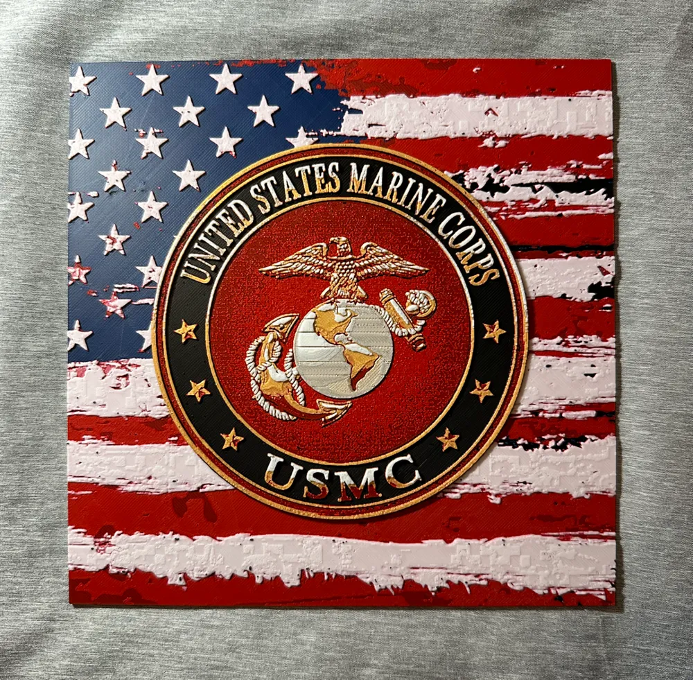 US Flag & USMC Logo Hueforge by Hey Ben MakerWorld: Download Free 3D Models