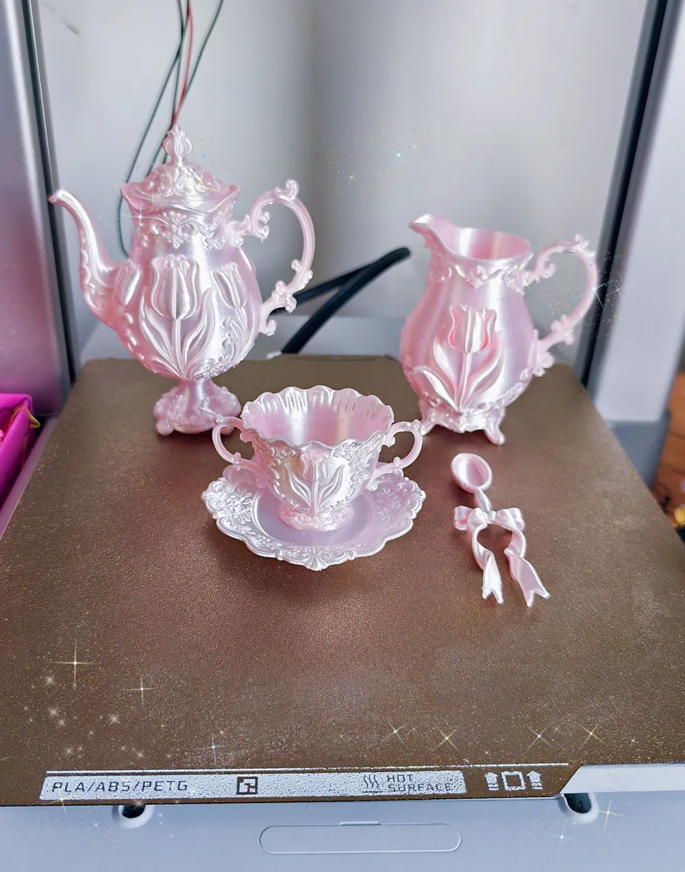 Rococo Court Style Tea Set Tulip Flower Message - Free 3D Print Model ...