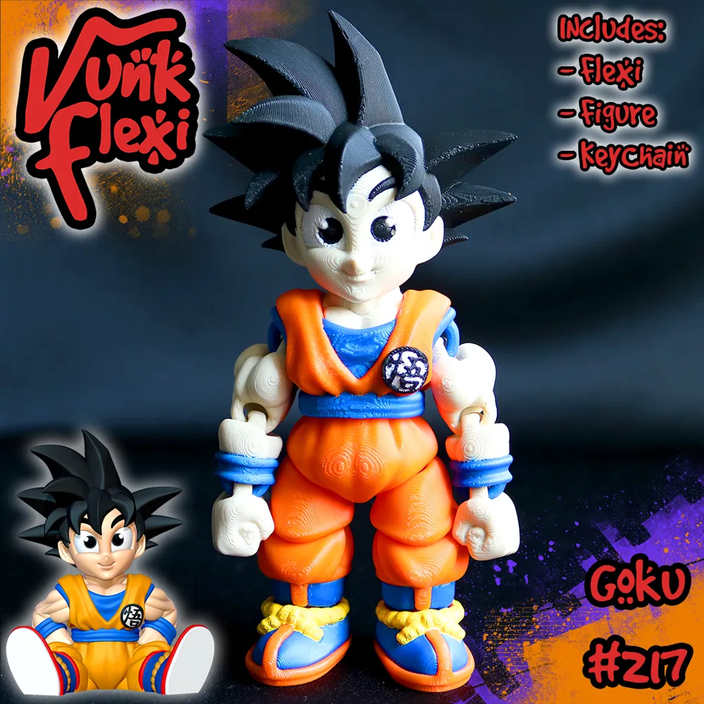 Dragon Ball Z Goku MultiColor Flexi Print-In-Place by Vunk Flexis MakerWorld: Download Free 3D ...