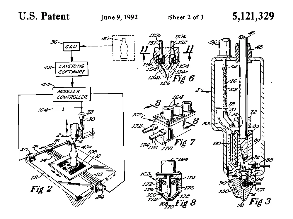 FDM 3D Printer Patent Sheet 2 US5121329A Apparatus and method for ...