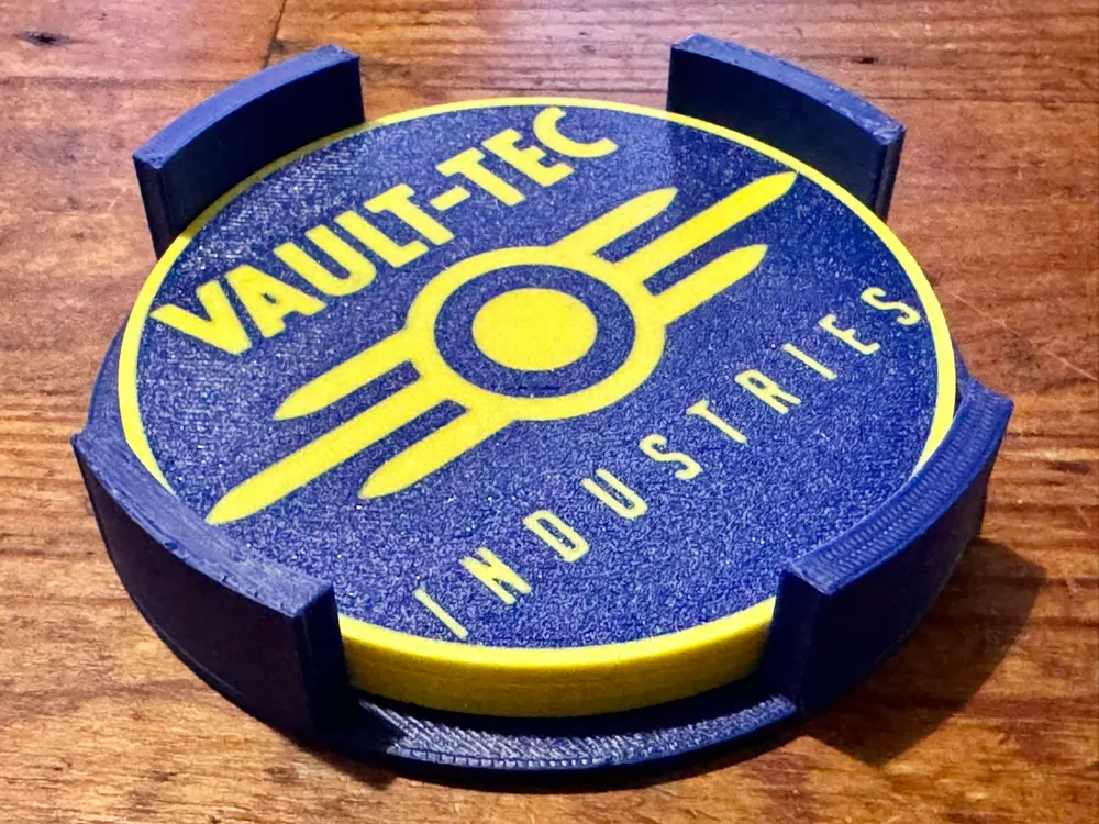 Fallout Vault Tec Coasters with Holder by Faran3D MakerWorld: Download ...