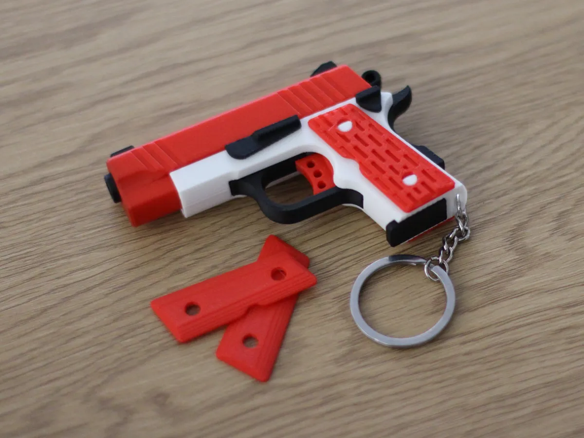Colt 1911 Fidget Keychain – Perforated Grip Mod - Free 3D Print Model ...
