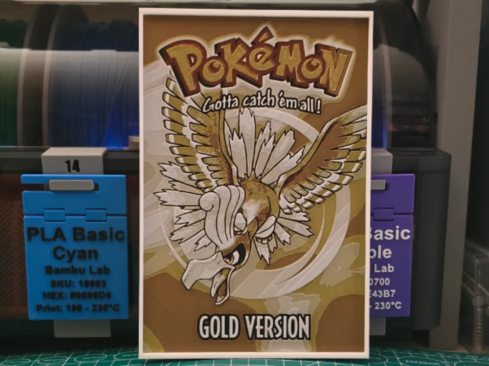 Pokémon Gold Version Poster - Hueforge Art by Lumpy3D - MakerWorld