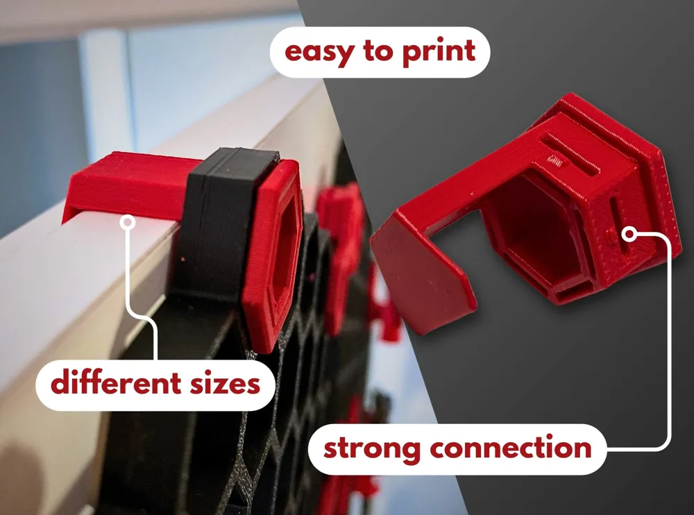 Door Hook for Honeycomb Storage Wall Remixed by ph_neutral - MakerWorld