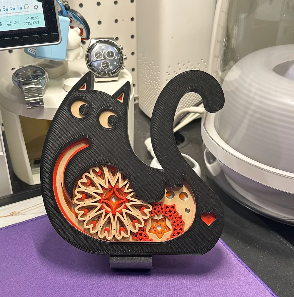 Cat Figurine (Customizable Internal Colors) - Free 3D Print Model ...